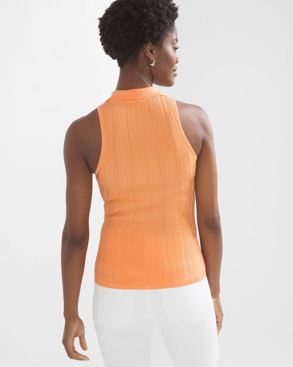 Half Zip Rib Halter Sweater Tank | White House Black Market